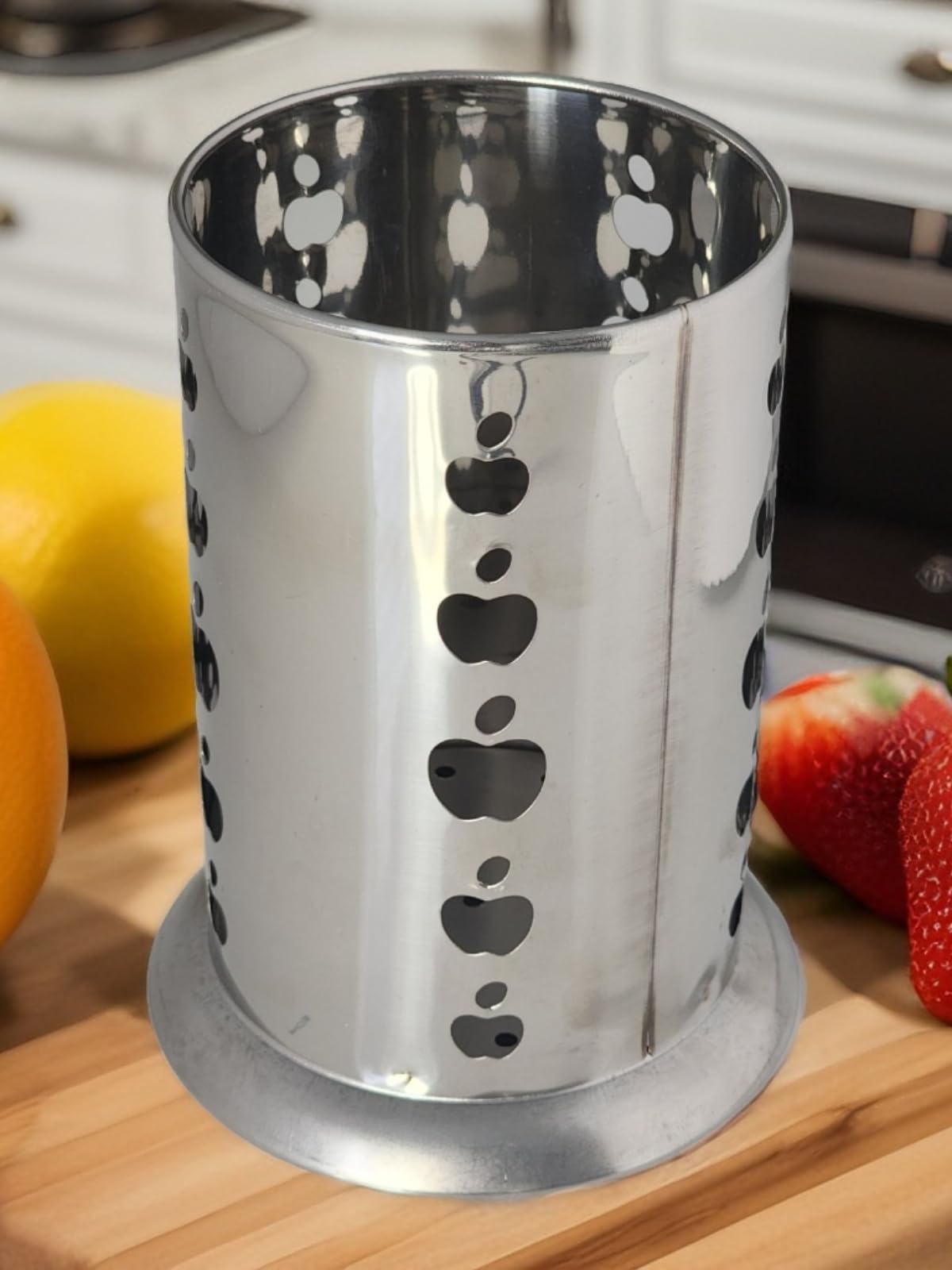 EAR FREE Utensil Holder - Kitchen Space Saver | Organizer for Utensils - 6.49 x 3.93 Inch - stainless steel Silver Holder