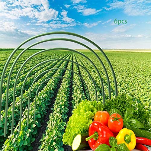 Support Hoop Greenhouse Frame Garden Hoops-6Pack, 4Ft Long Plant Support Hoops Rust-Free Grow Tunnel, Plastic Coated Tunnel Hoop Support Hoops for Garden Stakes Fabric