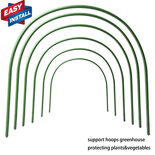 Support Hoop Greenhouse Frame Garden Hoops-6Pack, 4Ft Long Plant Support Hoops Rust-Free Grow Tunnel, Plastic Coated Tunnel Hoop Support Hoops for Garden Stakes Fabric