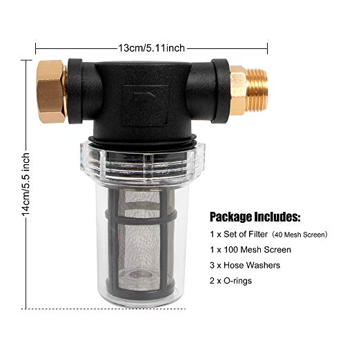 BEETRO Garden Hose Filter for Pressure Washer Inlet Water, Sediment Filter Attachment, with 100 Mesh and 40 Mesh Screen, 3 Sets