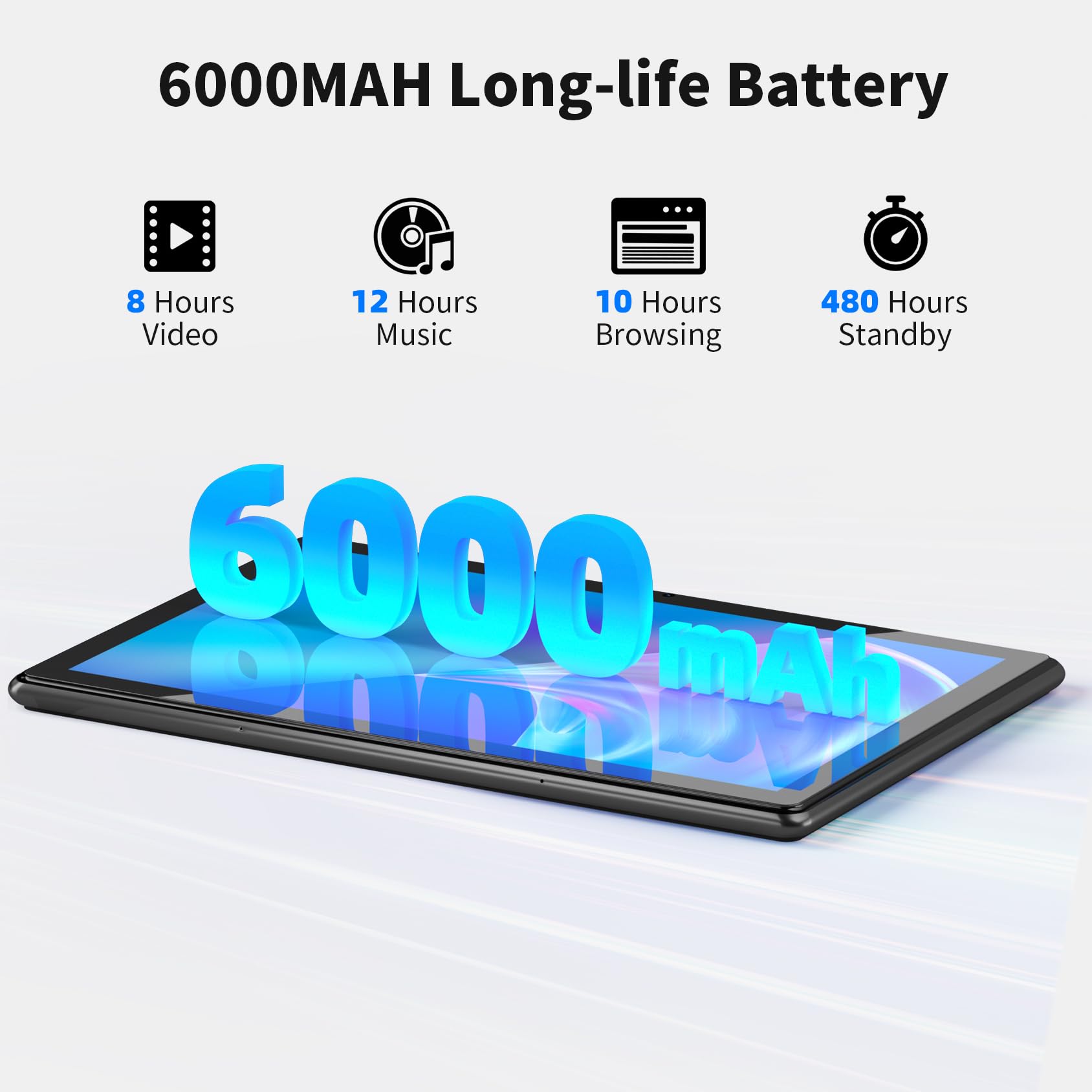 SGIN Tablet, 10 Inch Android 12 Tablets Computer, 8GB RAM 128GB ROM with MTK Octa-Core 2.0Ghz Processor, 1280 * 800 HD IPS Srceen, 5MP+8MP Camera, WiFi, Bluetooth, 6000mAh