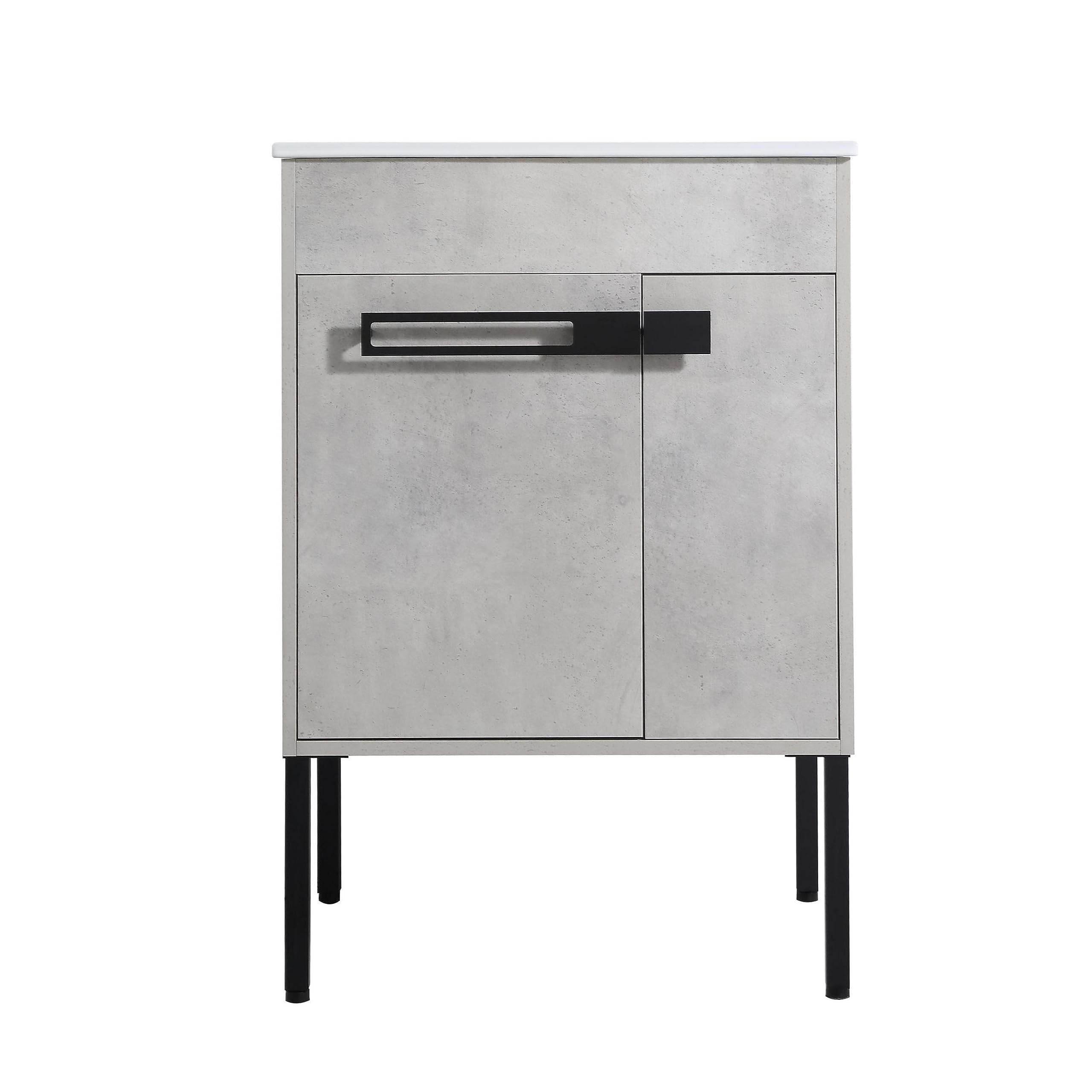 Maotifeys Wall Mounted & Free Standing Bathroom Vanity with Sink Modern 24" Bathroom Vanity with Storage Cabinet Wood Bath Vanity w/Ceramic Sink for Small Space