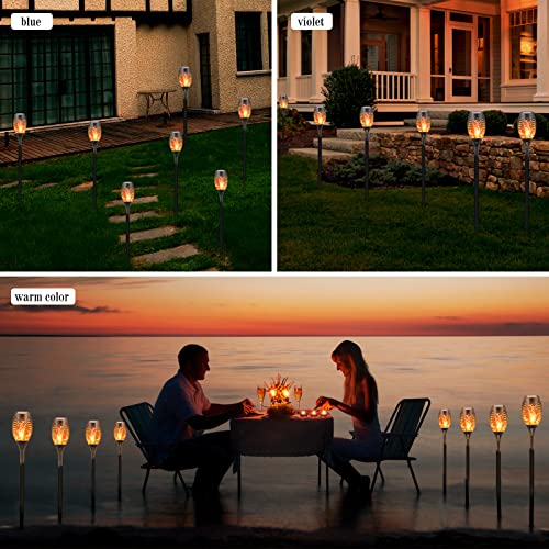 FAISHILAN 14 Pack Large Solar Flame Flickering Torch Solar Outdoor Lights LED Waterproof Solar Flame Light Torches Landscape Torch Solar Powered LED Light for Outside Pathway Yard Dusk to Dawn