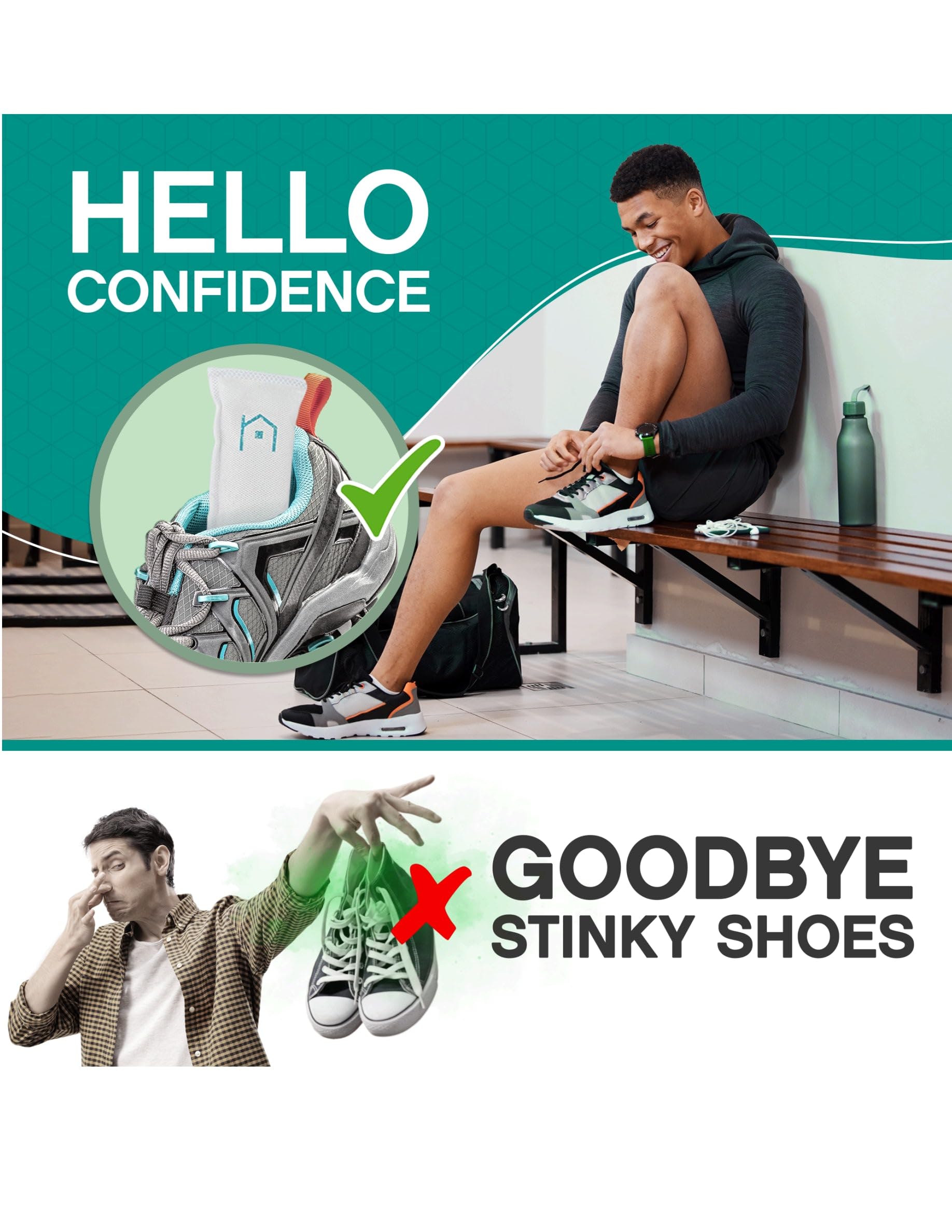Fresh Nest Shoe Deodorizer (2-Pack) - Odor Eliminator, Freshener for Sneakers, Gym Bags, and Lockers