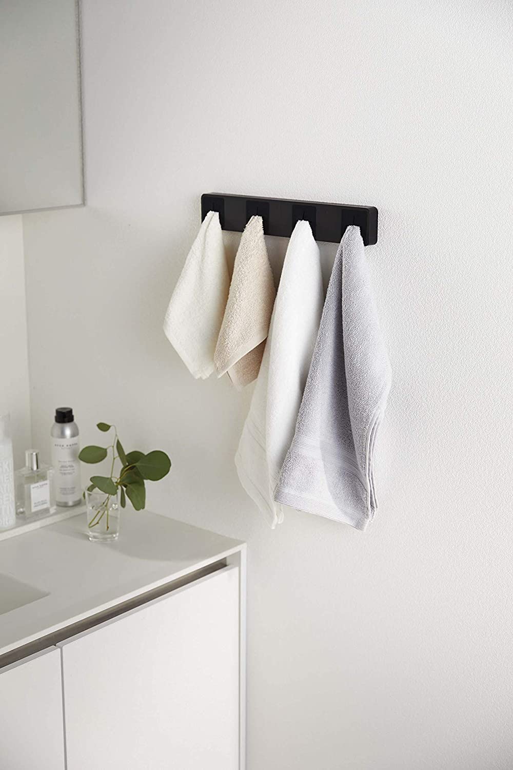 Yamazaki Push Dish Home Self Adhesive Plastic | Towel Holder, One Size, Black