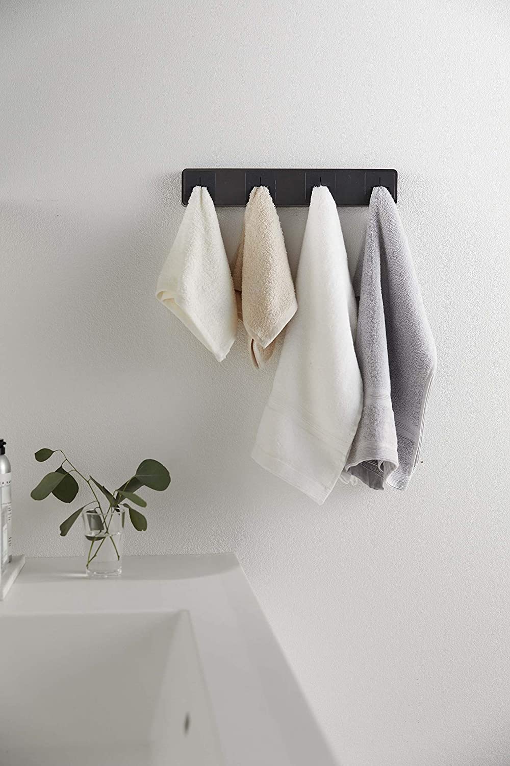 Yamazaki Push Dish Home Self Adhesive Plastic | Towel Holder, One Size, Black