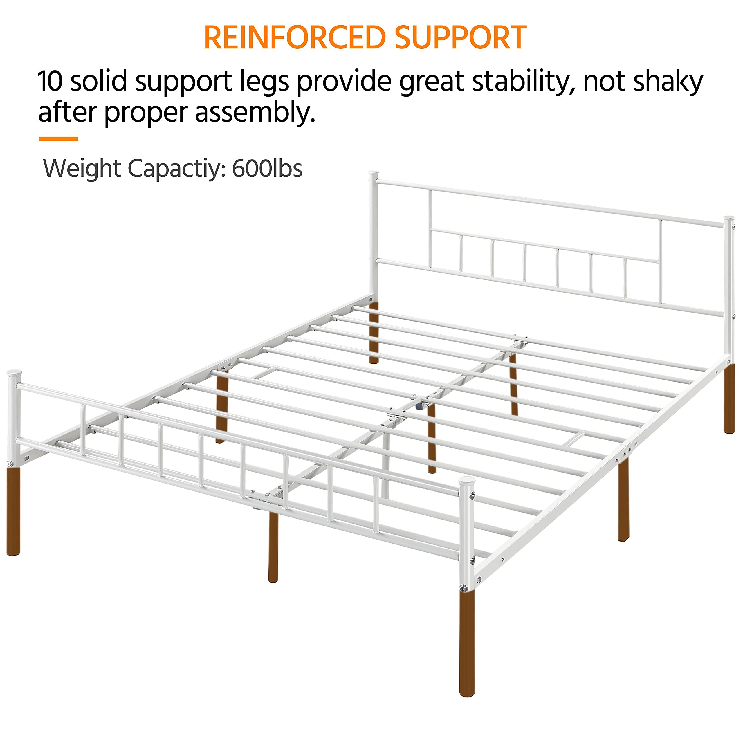 Yaheetech 13 inch Twin Size Metal Bed Frame with Headboard and Footboard Platform Bed Frame with Storage No Box Spring Needed Mattress Foundation Black