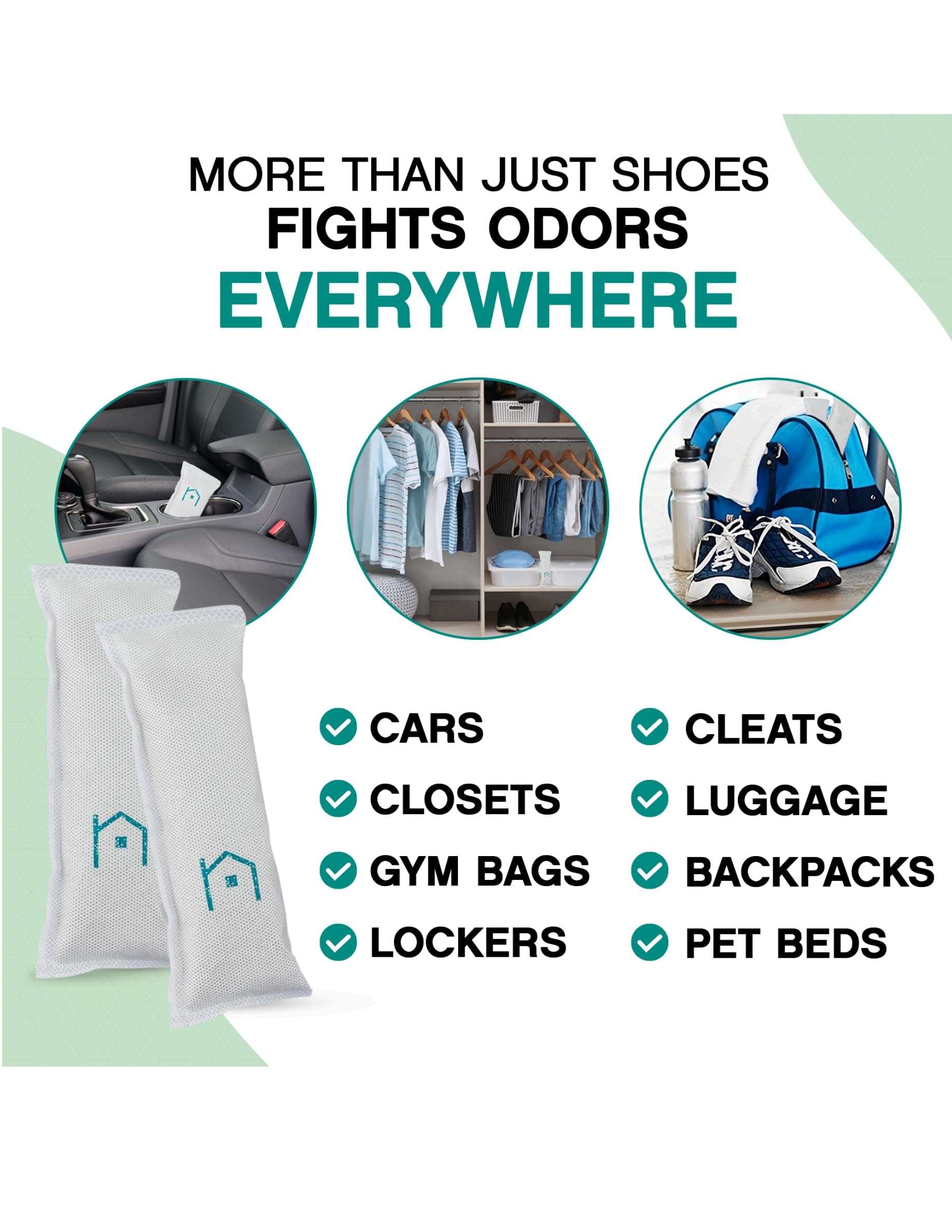 Fresh Nest Shoe Deodorizer (2-Pack) - Odor Eliminator, Freshener for Sneakers, Gym Bags, and Lockers