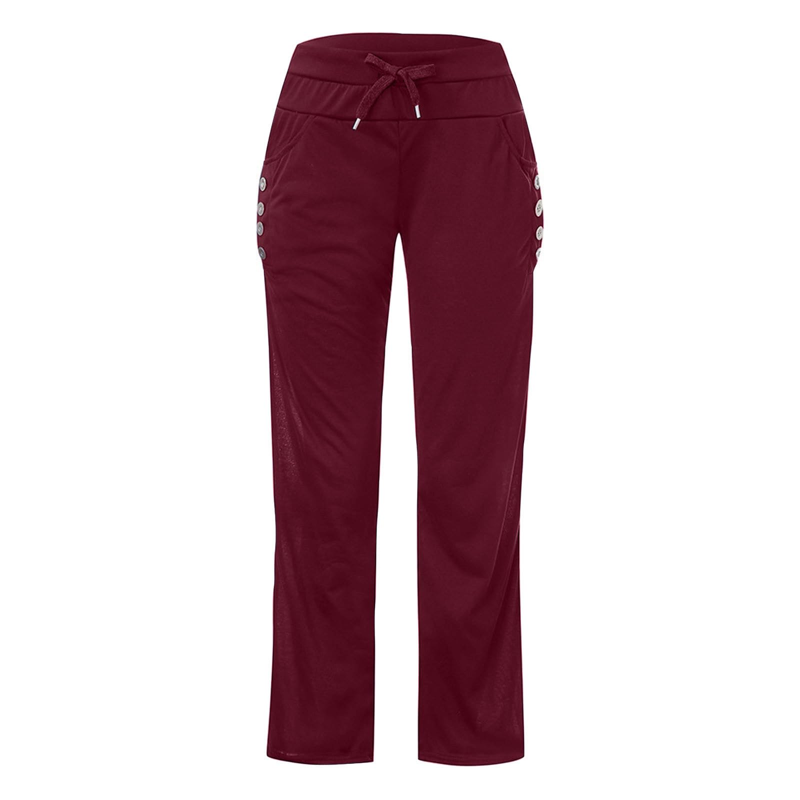 2025 Sweatpants Women Drawstring Elastic Waist Loose Fit Crop Straight Pants Running Workout Casual Trousers