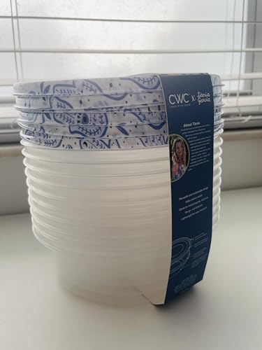 COOK WITH COLOR 20 Piece Round Plastic food containers. 10 Lids & 10 containers ROUND/CIRCULAR/LIMITED EDITION DESIGNS (THE EYE)