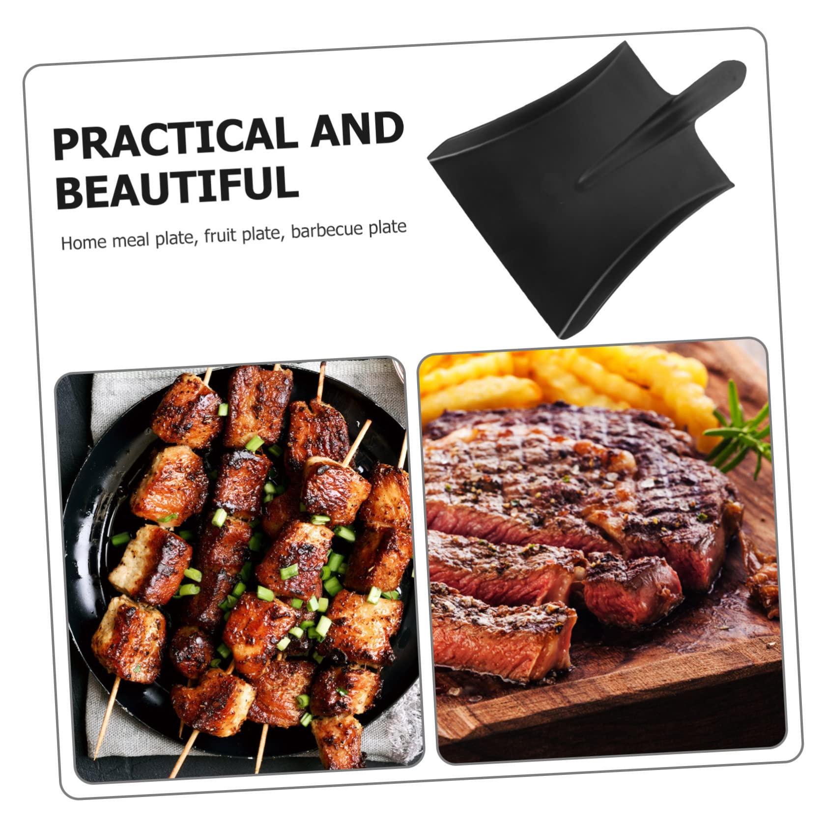 GANAZONO Plate Outdoor Dinnerware Outdoor Wok Black Plates Dinner Plate Stoneware Dinner Plates Bbq Serving Platter Bbq Fruit Plate Bbq Plate Bbq Grill Tableware Meat Black Snack