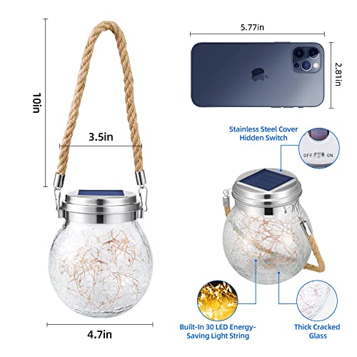 Solar Lanterns Outdoor Waterproof,2 Pack Solar Decorative Lantern 30 LED Hanging Solar Powered Lights for Garden Patio Backyard Tree Landscape Decorative (Warm White)