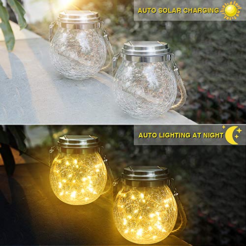 Solar Lanterns Outdoor Waterproof,2 Pack Solar Decorative Lantern 30 LED Hanging Solar Powered Lights for Garden Patio Backyard Tree Landscape Decorative (Warm White)