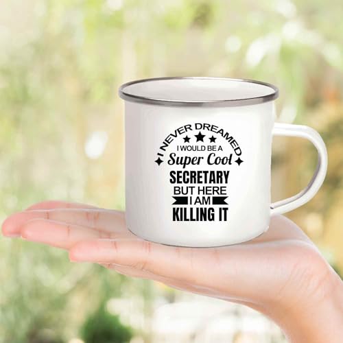 Humorous Gift Unique Office Professional Gift For Secretaries, Anniversary Surprise For Aunt - Killing It, Inspirational Quote On 12oz Enamel Silver Mug