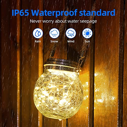 Solar Lanterns Outdoor Waterproof,2 Pack Solar Decorative Lantern 30 LED Hanging Solar Powered Lights for Garden Patio Backyard Tree Landscape Decorative (Warm White)