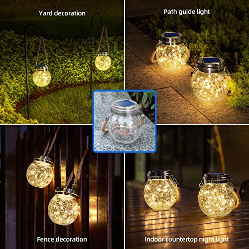 Solar Lanterns Outdoor Waterproof,2 Pack Solar Decorative Lantern 30 LED Hanging Solar Powered Lights for Garden Patio Backyard Tree Landscape Decorative (Warm White)