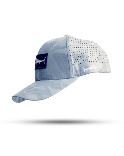 Billfish Gear White Marlin Flag Hat Lightweight Performance Headwear for Big Game Offshore Fishing, Gray Camo