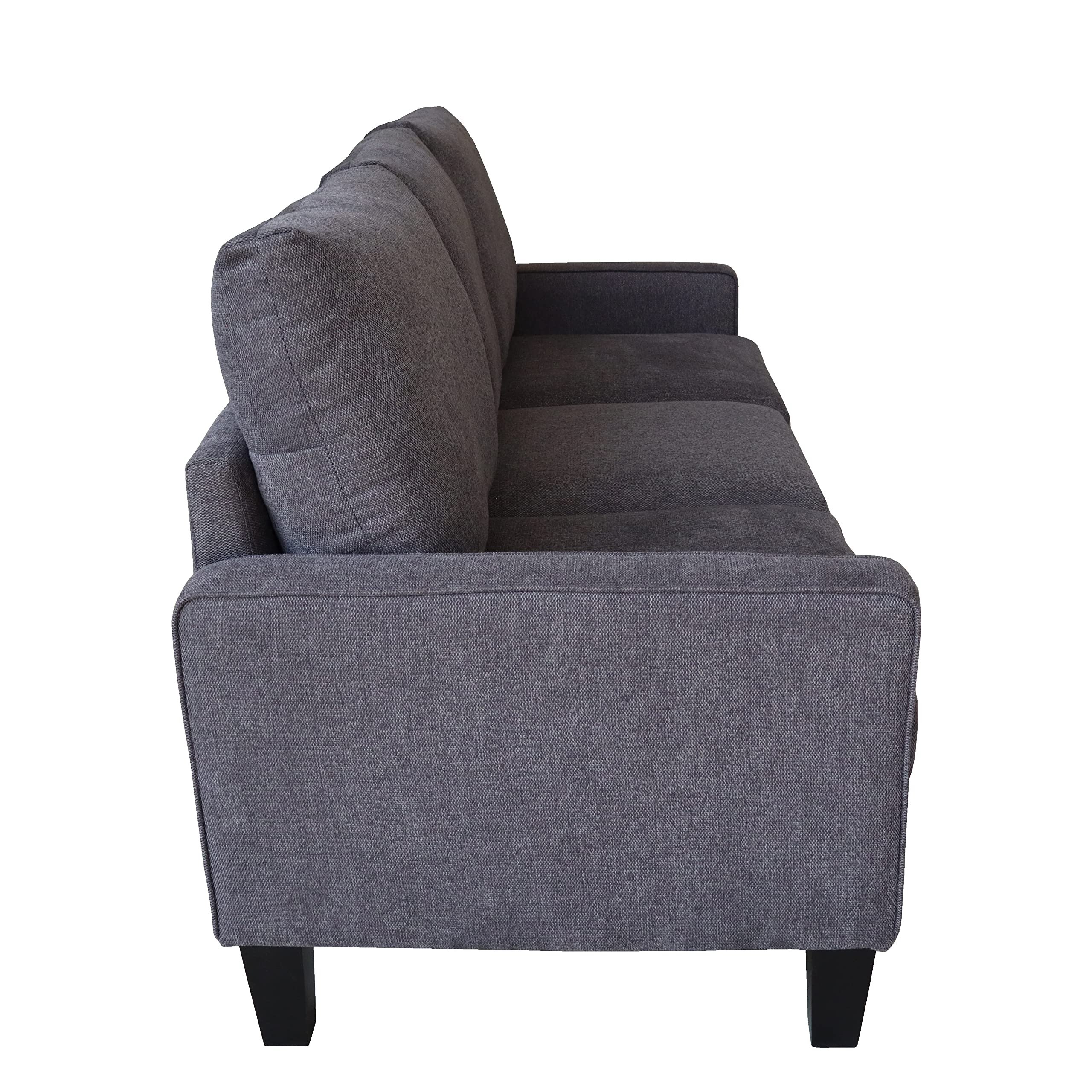 LCH Large, Three-seat Classic Chesterfield Settee Sofa Modern 3 Seater Couch Furniture Tufted Back for Living Room (Dark Grey)