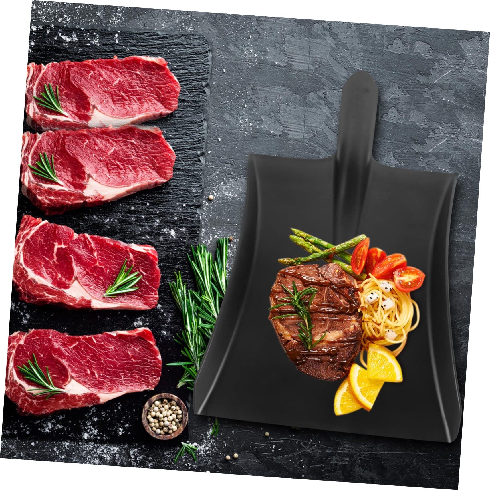 GANAZONO Plate Outdoor Dinnerware Outdoor Wok Black Plates Dinner Plate Stoneware Dinner Plates Bbq Serving Platter Bbq Fruit Plate Bbq Plate Bbq Grill Tableware Meat Black Snack