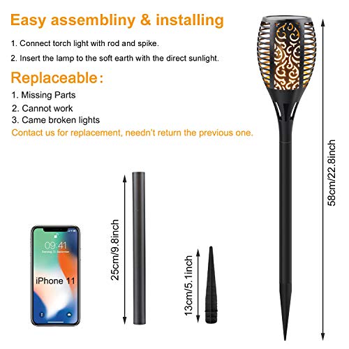 Permande Solar Flame Lights Outdoor, Flickering Torches Decorations for Patio Fire Effect Garden Lantern Auto On/Off Dust to Dawn Waterproof Lawn Decor Solar Powered Stick Light Security for Driveway