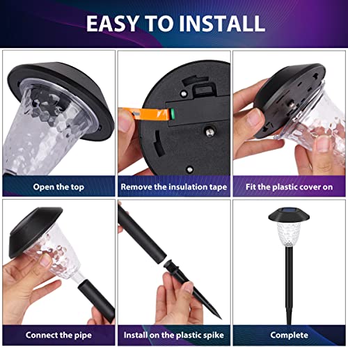 Gisanty Solar Pathway Lights, 12 Pack Solar Garden Lights,IP44 Solar Outdoor Waterproof Lights Cold White Light Auto ON/Off Solar Powered Landscape Lights Decoration for Patio,Walkway,Yard,Driveway