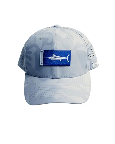Billfish Gear White Marlin Flag Hat Lightweight Performance Headwear for Big Game Offshore Fishing, Gray Camo