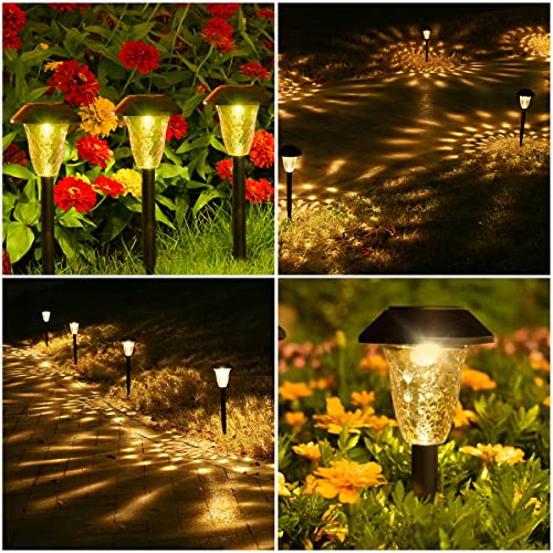 Gisanty Solar Pathway Lights, 12 Pack Solar Garden Lights,IP44 Solar Outdoor Waterproof Lights Cold White Light Auto ON/Off Solar Powered Landscape Lights Decoration for Patio,Walkway,Yard,Driveway