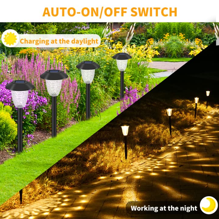 Gisanty Solar Pathway Lights, 12 Pack Solar Garden Lights,IP44 Solar Outdoor Waterproof Lights Cold White Light Auto ON/Off Solar Powered Landscape Lights Decoration for Patio,Walkway,Yard,Driveway