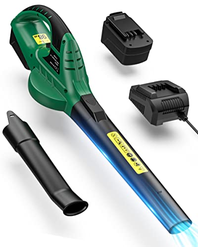 Leaf Blower Cordless with Battery and Charger 20v 150MPH 2.0Ah Battery Powered Operated Leaf Blower Lightweight Sweeper for Lawn Care, Yard, Driveway, Grass Clippings, Easy to Use, Long Battery Life