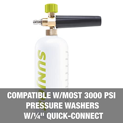 Sun Joe SPX-FC34-MXT Foam Cannon for SPX Series Electric Pressure Washers, 34 Oz, 1/4" Quick Connector, 5 Quick Connect Nozzle Tips, Fits Most Pressure Washers