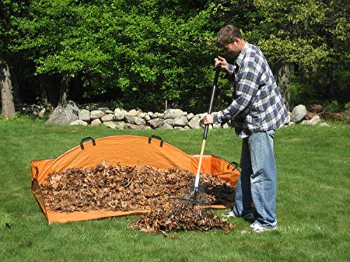EZ Leaf Hauler Reusable Cleanup Tarp for Lawns and Gardens - Landscape and Yard Accessories, Rake Leaves and Debris, Easy To Use, Collapsible Design, Sport, ( 4β X 6β), Orange