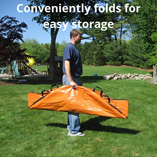 EZ Leaf Hauler Reusable Cleanup Tarp for Lawns and Gardens - Landscape and Yard Accessories, Rake Leaves and Debris, Easy To Use, Collapsible Design, Sport, ( 4β X 6β), Orange