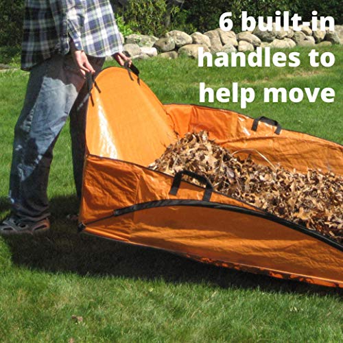 EZ Leaf Hauler Reusable Cleanup Tarp for Lawns and Gardens - Landscape and Yard Accessories, Rake Leaves and Debris, Easy To Use, Collapsible Design, Sport, ( 4β X 6β), Orange