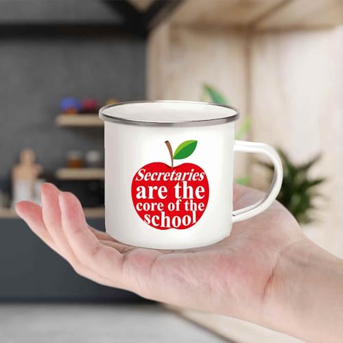 Funny Gift - Secretary Appreciation Gift, A Gift For Secretaries - Core Of The School, Quote On 12oz Enamel Silver Mug