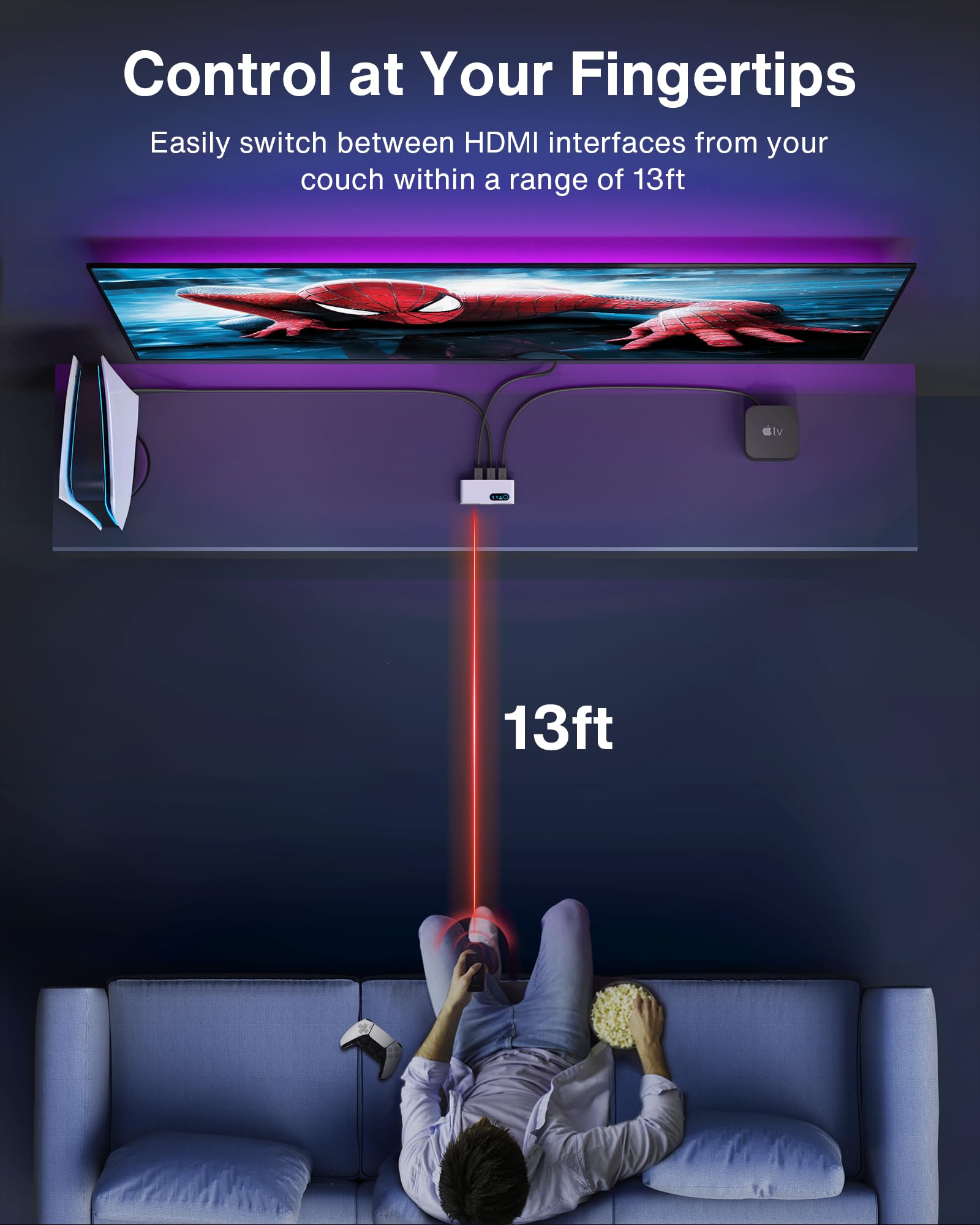 8K HDMI 2.1 Switch iVANKY Bi-Directional 2 in 1 Out HDMI Switch with Remote, 4K@120Hz 8K@60Hz HDMI Switcher 1 in 2 Out (1 Display at a Time) 48Gbps for PS5/PS4, Xbox, Roku, Apple TV, Fire Stick