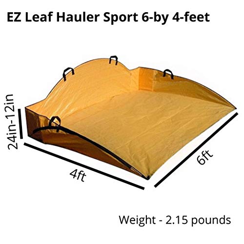 EZ Leaf Hauler Reusable Cleanup Tarp for Lawns and Gardens - Landscape and Yard Accessories, Rake Leaves and Debris, Easy To Use, Collapsible Design, Sport, ( 4β X 6β), Orange