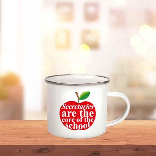 Funny Gift - Secretary Appreciation Gift, A Gift For Secretaries - Core Of The School, Quote On 12oz Enamel Silver Mug