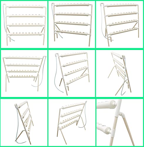 INTBUYING Hydroponic36Holes Plant Site Grow Kit Hydroponics Growing System Garden System Vegetable Ladder Style-4 Pipes 4 Layer (Outer Set Hose)
