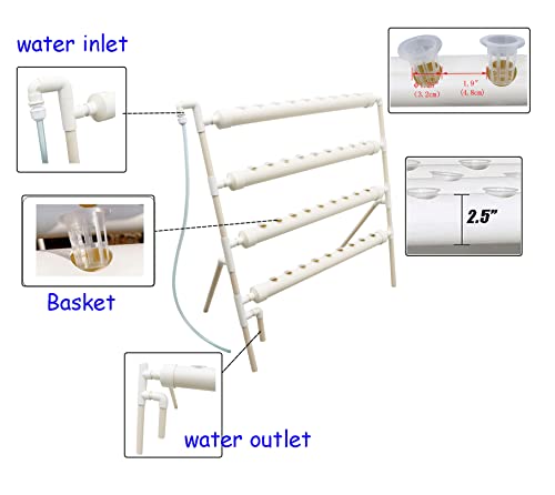 INTBUYING Hydroponic36Holes Plant Site Grow Kit Hydroponics Growing System Garden System Vegetable Ladder Style-4 Pipes 4 Layer (Outer Set Hose)