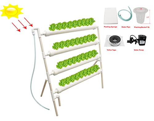 INTBUYING Hydroponic36Holes Plant Site Grow Kit Hydroponics Growing System Garden System Vegetable Ladder Style-4 Pipes 4 Layer (Outer Set Hose)