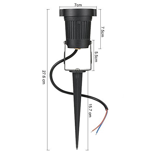 Tento Lighting 60cm Extended Wires Low Voltage Outdoor Backyard Lawn Spotlight Landscape Garden Wall Lighting COB LED Lights, Cool White, 12v 5w (500lm) (4/Pack)