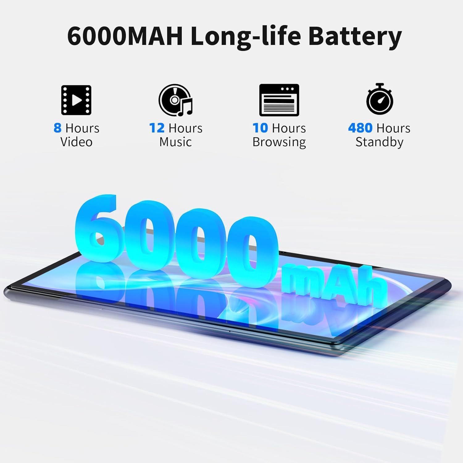SGIN Tablet, 10 Inch Android 12 Tablets Computer 8GB RAM 128GB ROM with MTK Octa-Core 2.0Ghz Processor, 1280 * 800 HD IPS Srceen, 5MP+8MP Camera, WiFi, Bluetooth, 6000mAh