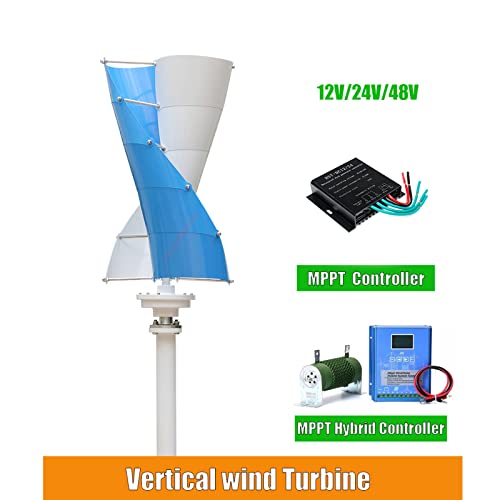 HUIZHITENGDA 10000W Vertical Axis Wind Turbine Generator, 12V 24V 48V with MPPT Controller Vertical Wind Turbine Permanent Magnet Generator for Garden Home (Blue),24v