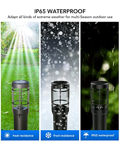 MUSCLE LIGHTING Solar Pathway Lights Bollard, 7 Color Changing/Warm White Landscape Path Light, Outdoor Waterproof Garden Light for Patio, Yard, Driveway, Pack of 6