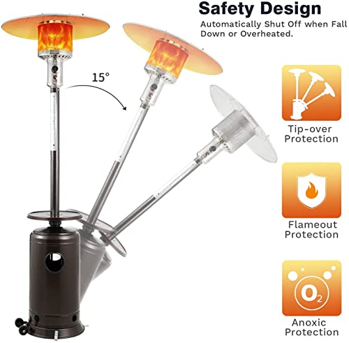 RICHRYCE 47,000 BTU Patio Heater,Outdoor propane heater with Auto Shut off Tilt Protection and Wheels,Gas Heaters for Outside, Garden, CourtyardâŚ