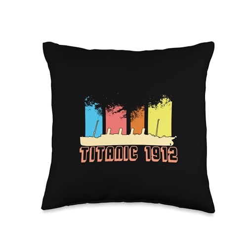 Vintage White Star Line Titanic Clothing Retro Titanic 1912 Cruise Vessel Vintage Ship Throw Pillow, 16x16, Multicolor