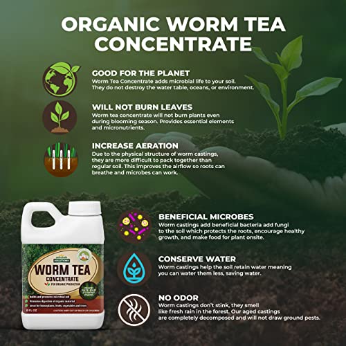 Worm Tea for Gardening Soil - Worm Tea Fertilizer Liquid - Worm Castings, Earthworm Casting Manure Fertilizer - Earthworm Tea Worm Castings - PetraTools Worm Casting Concentrate (8 Oz)