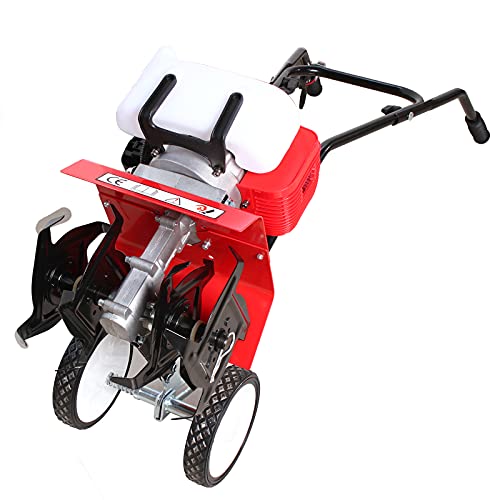 OCASAMI Rototiller Mini Tiller Cultivator Garden Tiller Micro Tillage Ripper 52cc Air-Cooled Two-Stroke Gas Powered with 4 Tilling Blade, for Garden, Lawn, Digging, Weed Removal, Soil Cultivation