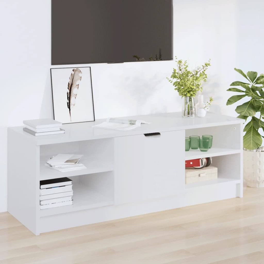 GaRcan TV Cabinet Living Room Sideboard Entertainment Centre TV Console Media Unit HiFi Cabinet with Shelf Grey Sonoma Engineered Wood (High Gloss White)