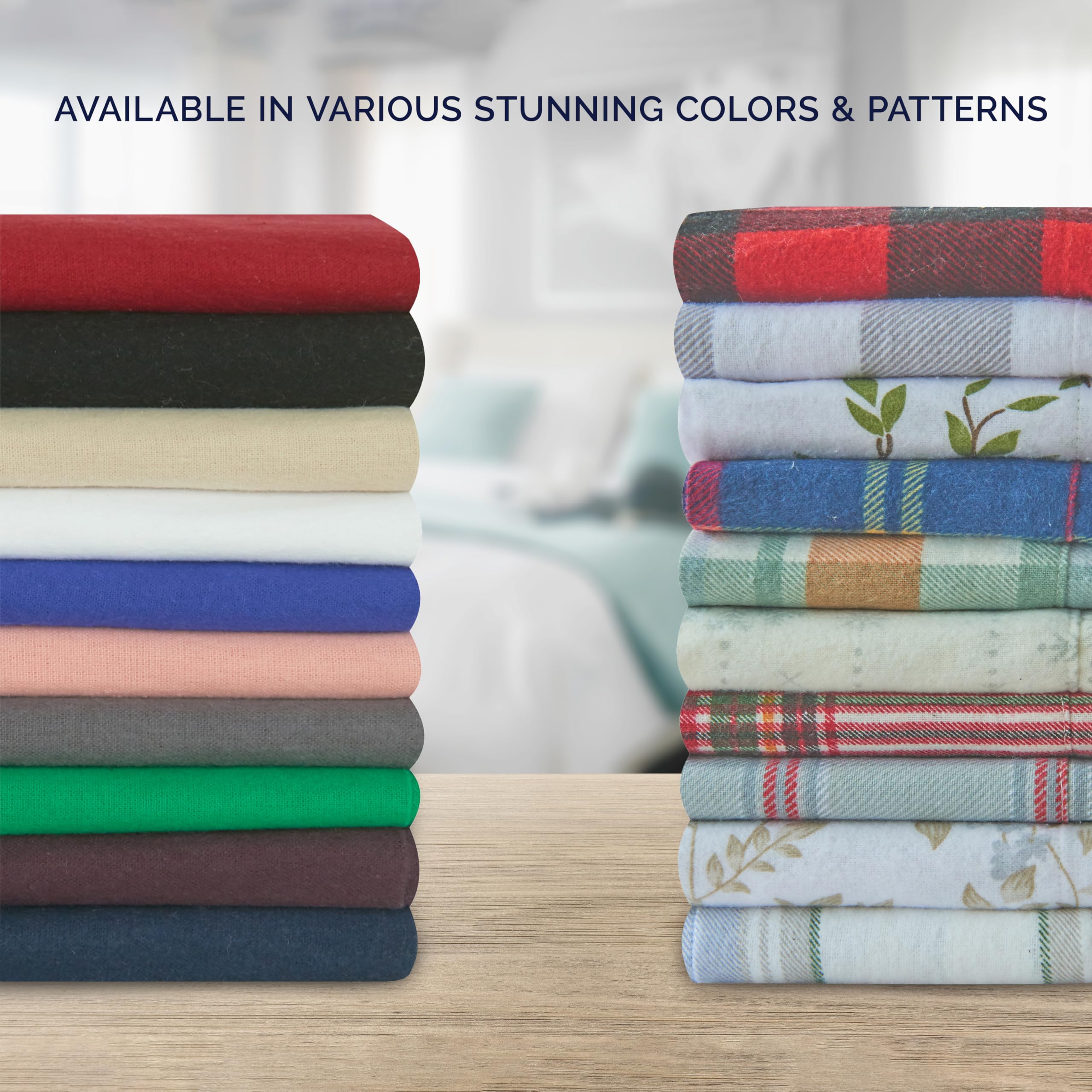Elegant Comfort Soft 4-Piece 100% Turkish Cotton Flannel Sheet Set - Premium Quality, Deep Pocket Fitted Sheet, Ultra Soft, Cozy Warm Flannel Sheets - Full, Burgundy